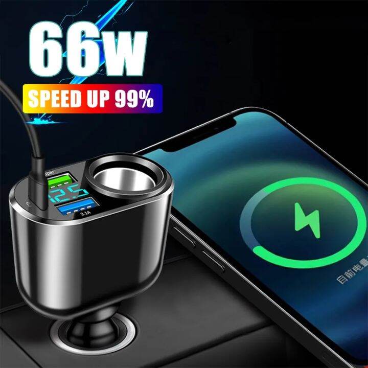 QC3.0 PD30W 2.4A Car Charger Super Fast Charging 12V/24V Dual USB Power Adapter with LED Digital ...