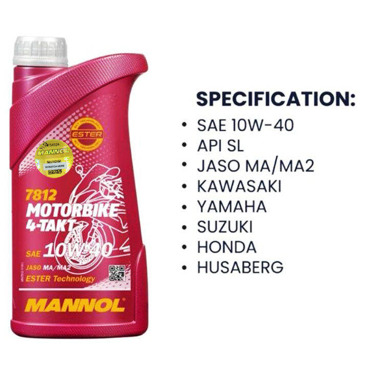MANNOL 7812 Motorbike 4-Takt 10W40 1L | Lazada
