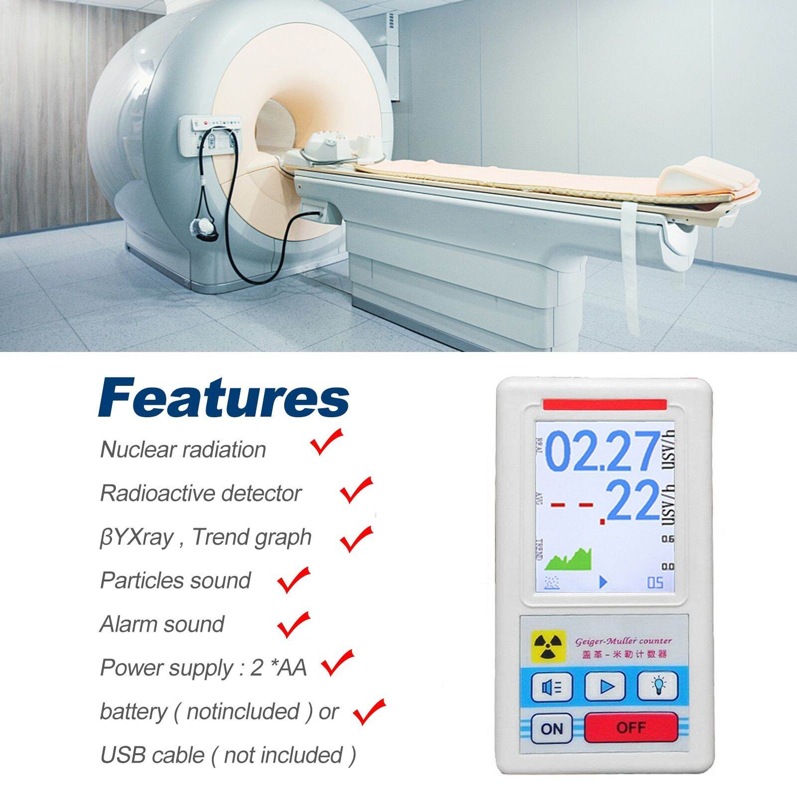 Portable Nuclear Radiation Detector Geiger Counter Radioactive ...