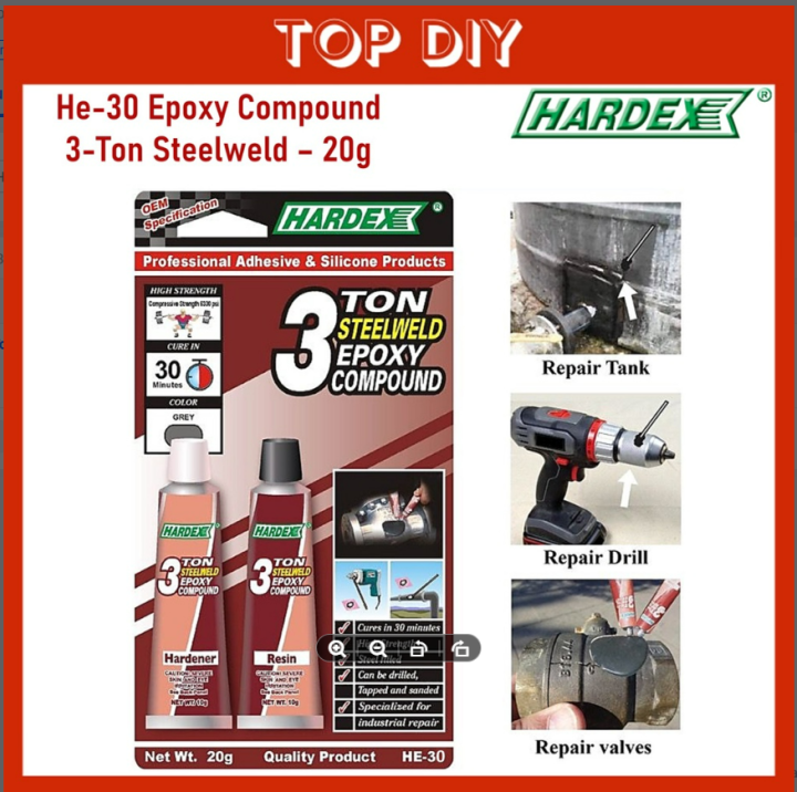 HARDEX HE-30 3 Ton Steelweld Epoxy Compound Silicone Steel Repair Tank ...