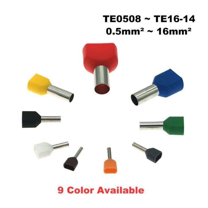 Copper Crimp Terminals TE0508 16-14 Dual Wire Tube Insutated Cord End ...