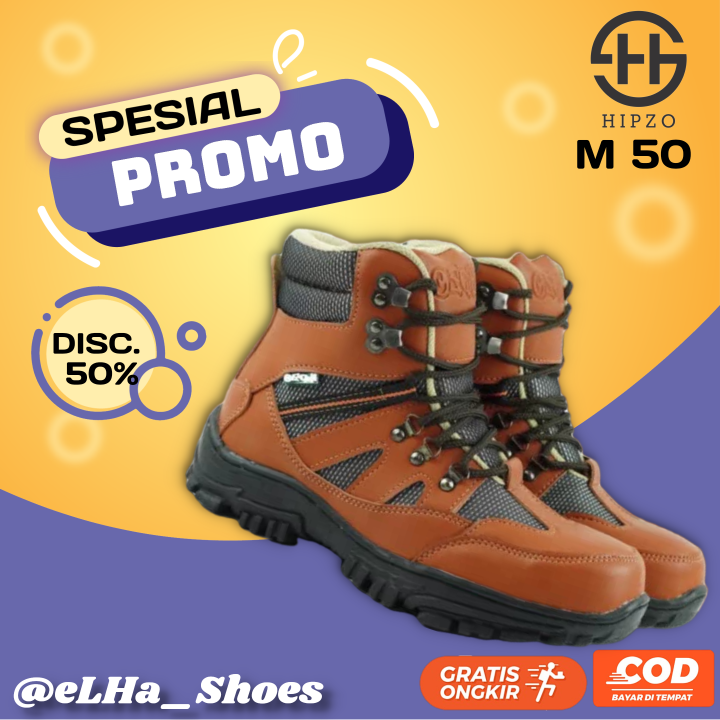 Sepatu safety Hipzo M-050 Septatu boots kerja Sepatu proyek besi terbaru 100 % Original | Lazada ...