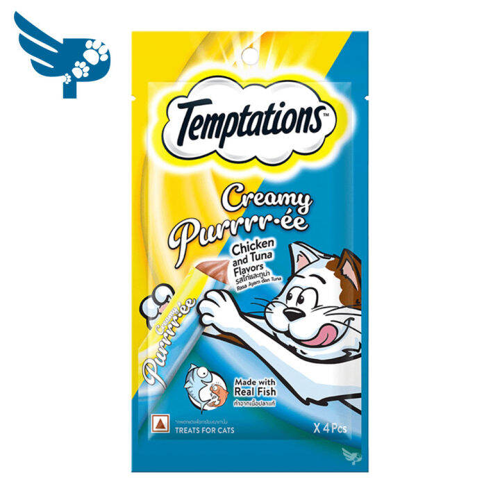 Temptations Creamy Puree 12g x 4 - Chicken & Tuna Flavor - Treats for ...