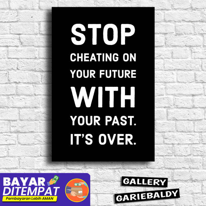 Hiasan Dinding QUOTES MOTIVASI STOP CHEATING Hitam - Poster Kayu Hiasan ...
