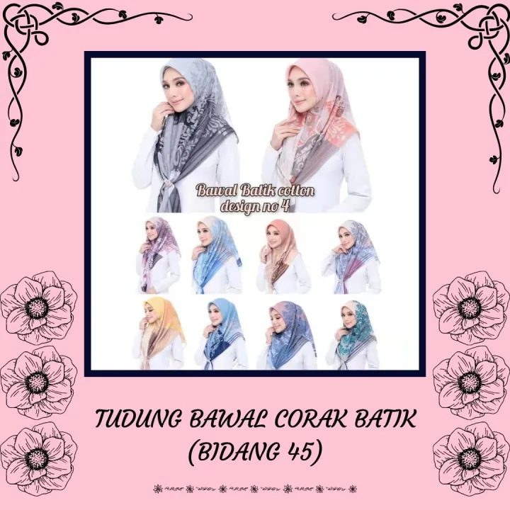 Tudung Bawal Corak Batik (Bidang 45) | Lazada