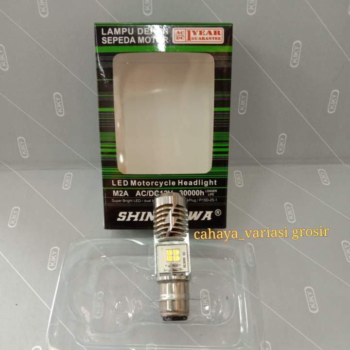 Jual Lampu utama Depan Motor LED headlamp 2 sisi 8 Led AC DC kaki 1 H6 BEBEK MATIC | Lazada ...