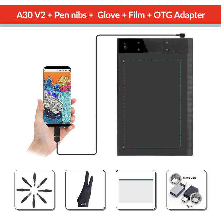 VEIKK A30 Graphics Tablet Remote Office&Education 10x6 inch Large ...
