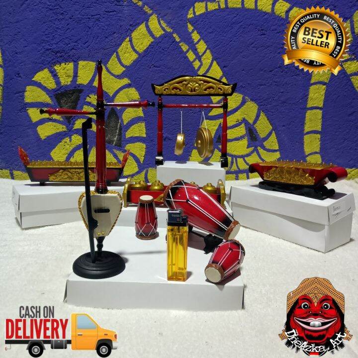 Miniatur Gamelan Satu Set ,Gong, Gendang, Saron, Gambang, Kecapi ...