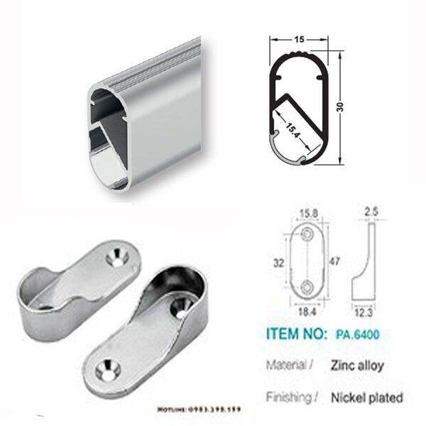 Chén Ovan - Bas Đỡ Thanh Treo Quần Áo -dạng oval - Bas suốt thanh nhôm ...