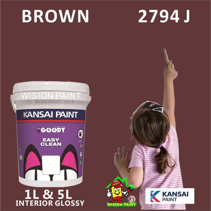 BROWN 2794 J ( 1L or 5L ) KANSAI PAINT EASY CLEAN GOODY MID SHEEN PEARL ...