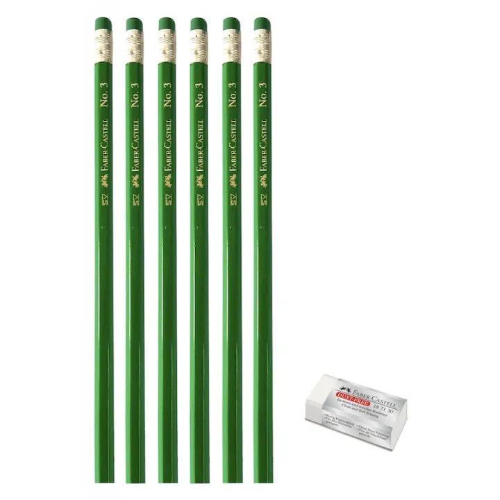 Faber-Castell Pencil with Dust-Free Eraser (6 pcs/pack) | Lazada PH