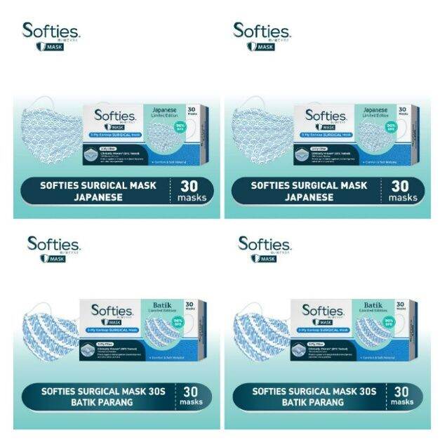 Masker SOFTIES 3PLY DAILY MASK ISI 30 PCS HARIAN 3 ply earloop lapis ...