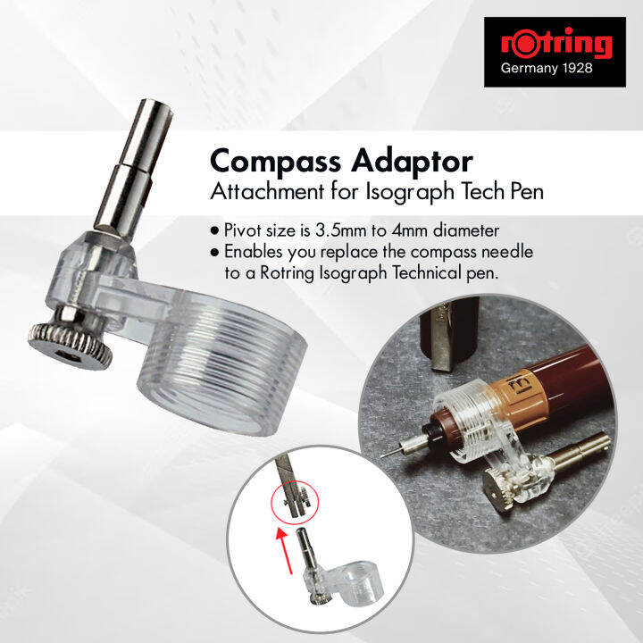 rOtring Compass Adaptor Attachment with Pivot size 3.5mm to 4mm ...