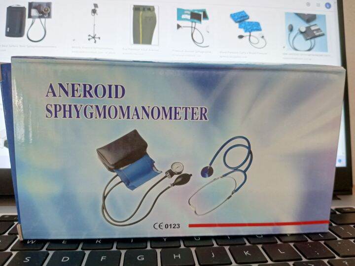 PREMIUM ANEROID SHYGMOMANOMETER WITH STETHOSCOPE FREE 1 PEDIA SIZE CUFF ...