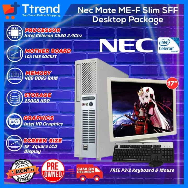 Nec Mate ME-F SFF Slim Desktop Package | Intel Celeron G530 4GB RAM DDR3 250GB HDD | LCD Square ...