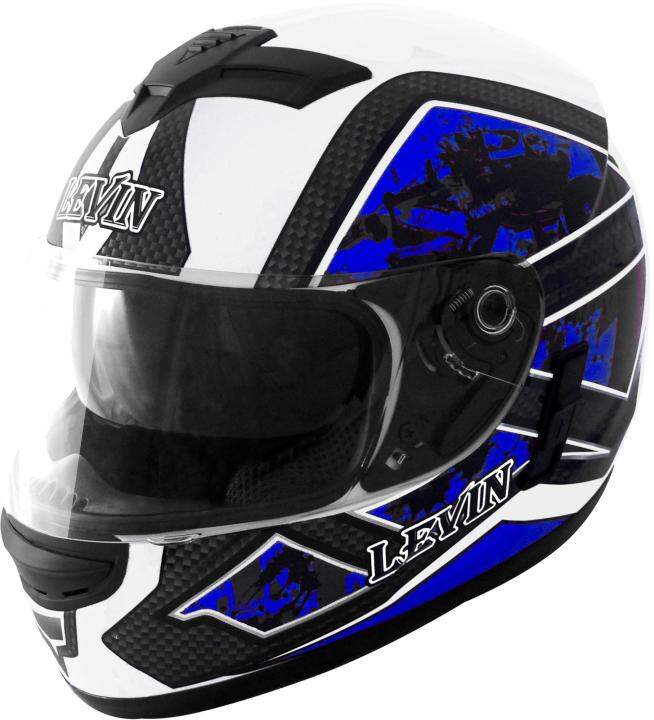 LEVIN Full Face J1300 Delta Helmet (White/Blue/Dark Grey) | Lazada PH