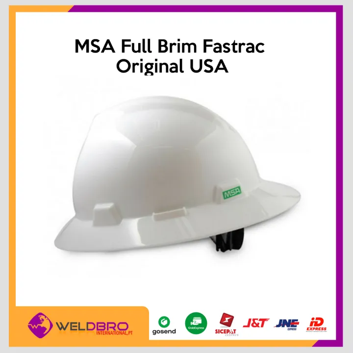 Safety Helmet MSA Full Brim with Fastrac Suspension + Chinstrap USA / ORIGINAL PRODUKSI 2020 ...
