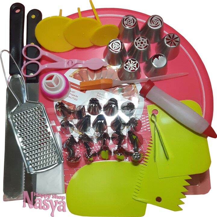 ALAT DEKOR SET 53 PCS PAKET DEKORASI KUE ULANG TAHUN / PERNIKAHAN 15 ...