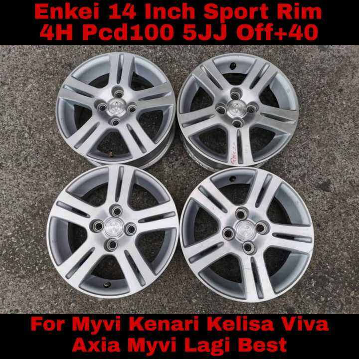 Myvi Kenari Axia Myvi Lagi Best Sport Rim Enkei 14 Inch 4H PCD100 5JJ ...