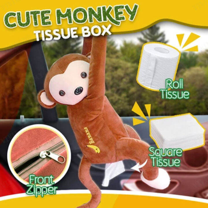 carmar Car Tissue Box Cover with Cute Monkey Cartoon Design Car Hanging ...