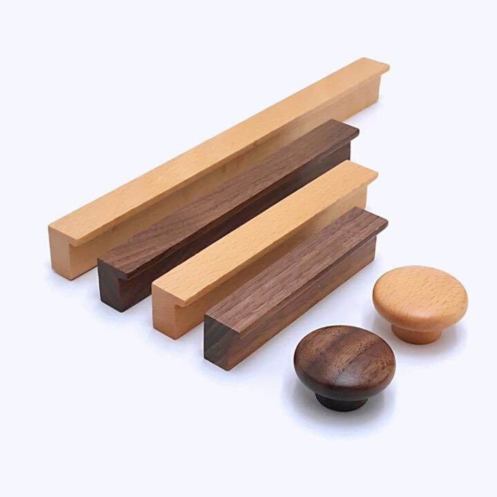 Solid Wood Cabinet Door Handles Log Wardrobe Drawer Door Knobs Wooden Handles for Furniture ...
