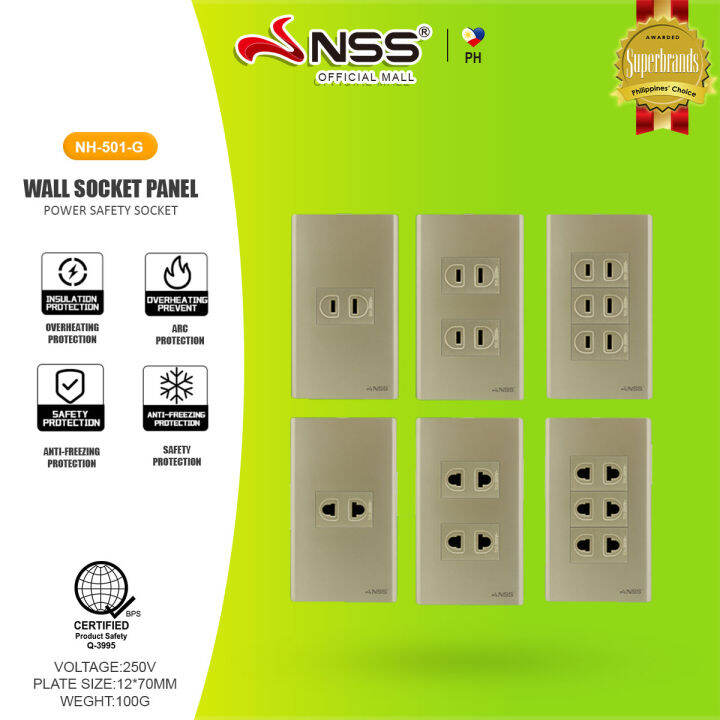 Nss gold outlet socket for wall universal wall outlet socket wide ...