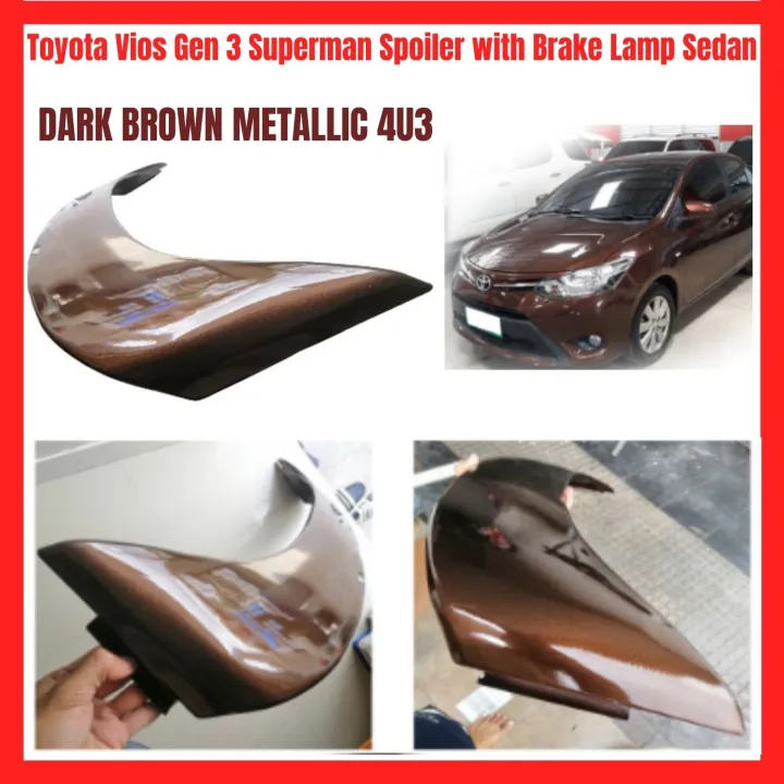 TY073 DARK BROWN METALLIC 4U3 Toyota Vios Gen 3 Superman Spoiler with ...