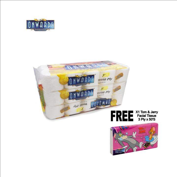 Onwards Bathroom Tissue 9990 Ply (3 Ply x 10 Rolls) x 3 Bundles + Free ...