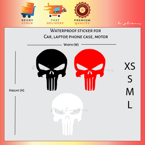 Punisher logo Sticker reflective marvel Stiker Kereta Waterproof Car ...