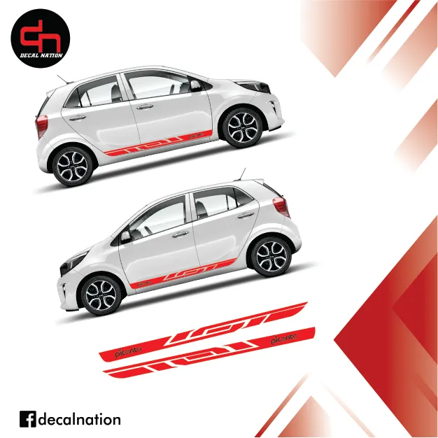 Kia Picanto Basic Decals Design 5 Red Color Cut out Vinyl Sticker ...