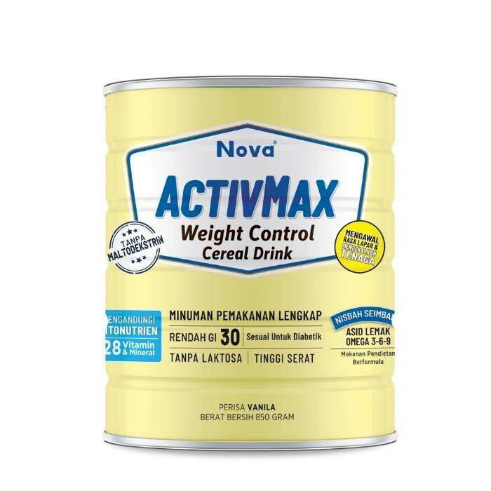* Free Shaker * Nova Activmax Weight Control Cereal Drink ( 850g / 45g x 15 Sachets ) Vanilla ...