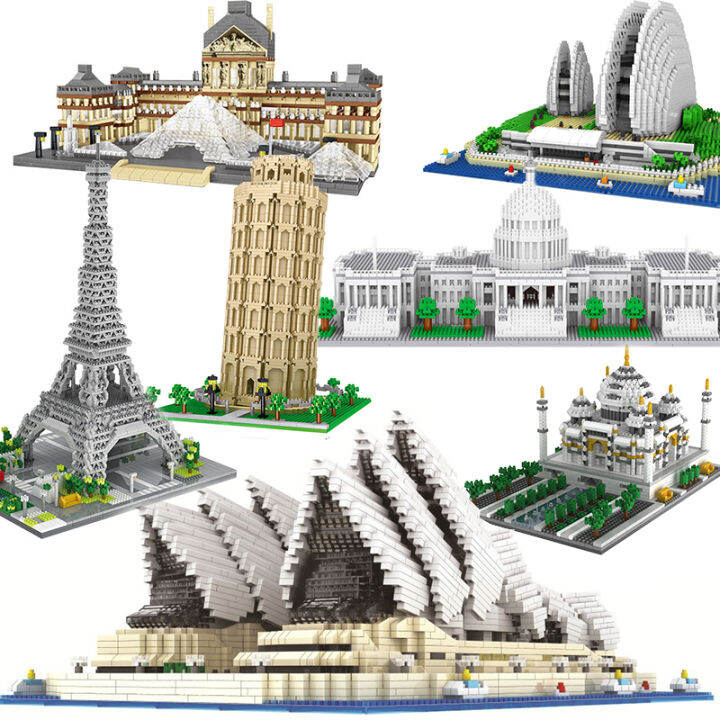 Architecture Big Ben Eiffel Tower London Pair Louvre Micro Building Blocks Capitol Sydney Opera ...