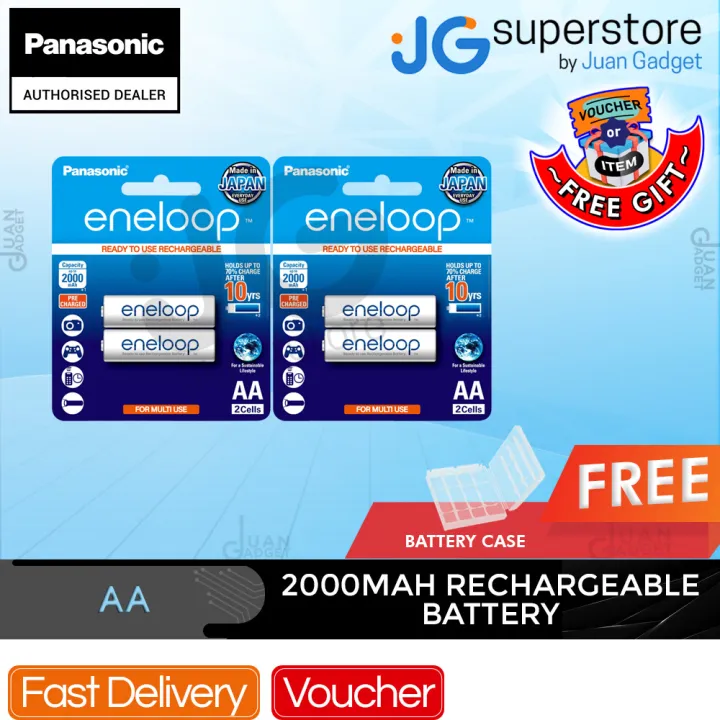 Panasonic Eneloop Bk 3mcce 2bt Aa Rechargeable Battery Pack Of 2 White
