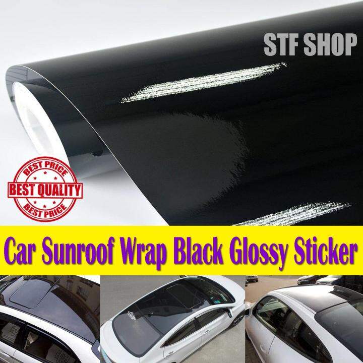 Glossy Black Vinyl Film Sheets Car SunRoof Sticker Wrap For universal ...