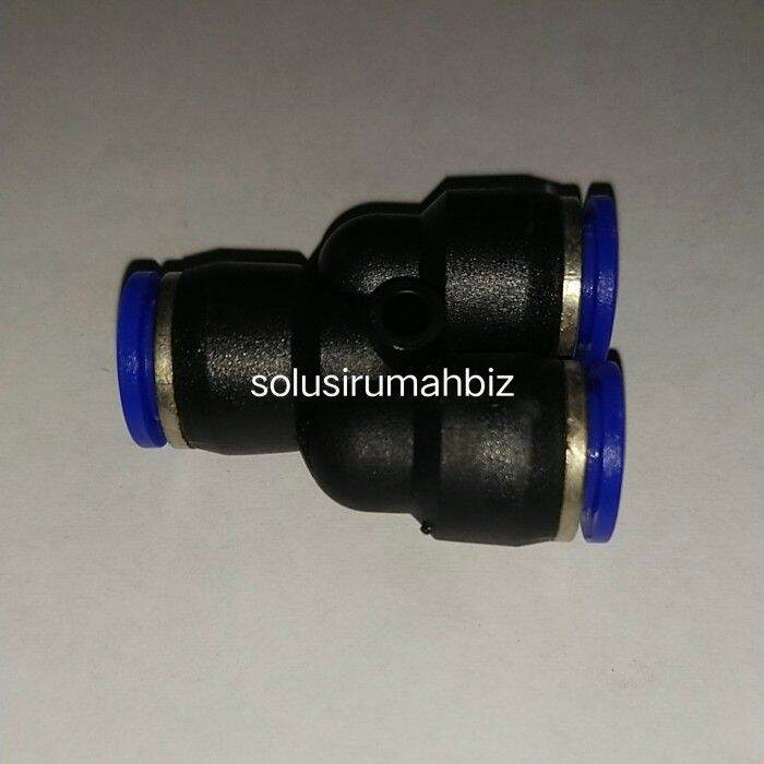 FITING PU MODEL Y 8MM 8 MM CONNECTOR CABANG 3 BIRU HITAM ANGIN | Lazada ...