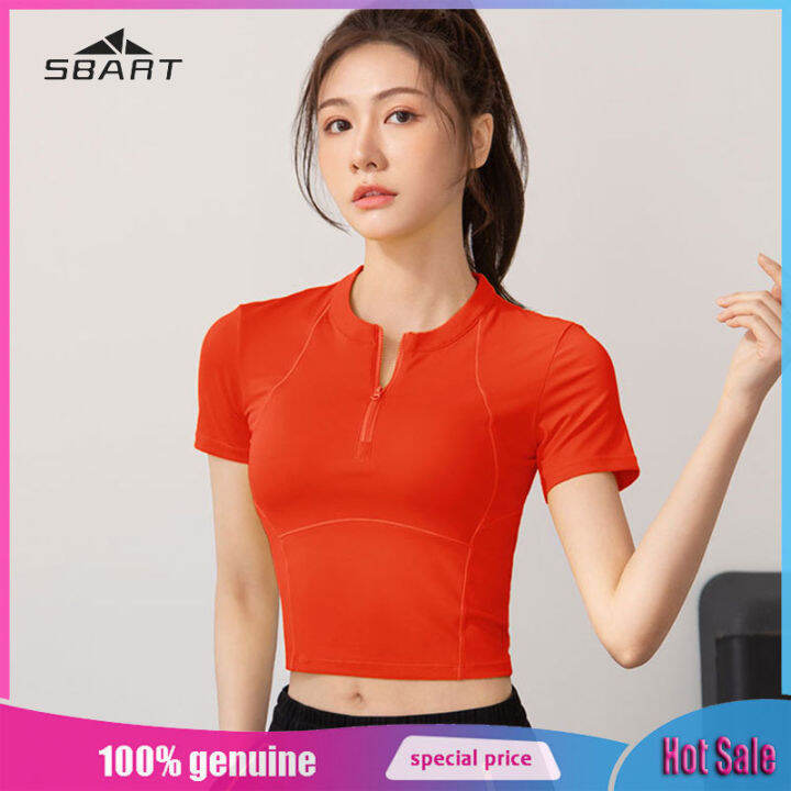SBART เสื้อ Setelan Baju Senam ซิปบางสำหรับผู้หญิง,เสื้อวิ่งแห้งเร็วแขนสั้นกีฬาเสื้อโยคะรัดรูป ...