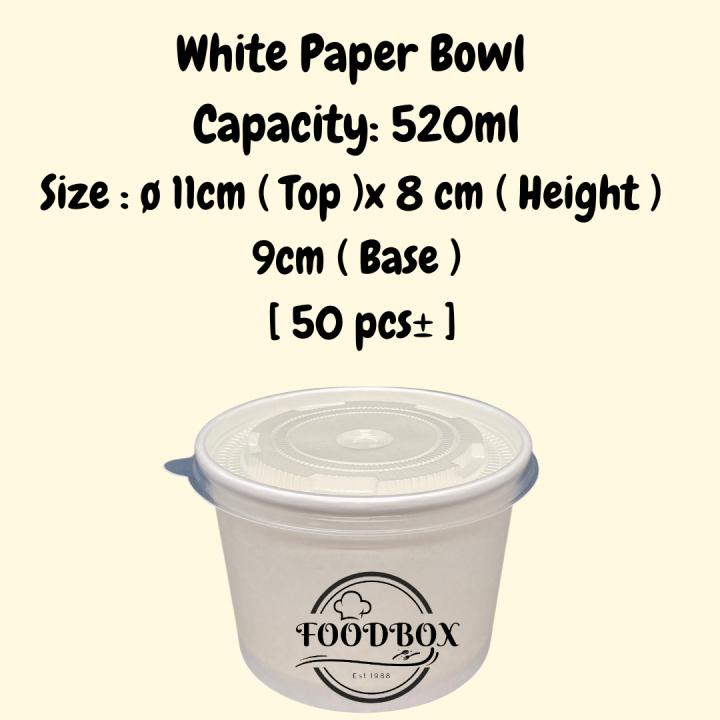 FOODBOX - 520cc Disposable Paper Bowl ( 50pcs± ) White /Brown 520cc PAPER BOWL / 520ML PAPER ...