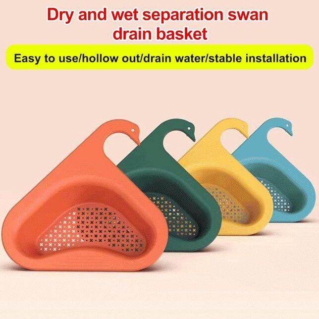 vivi lifestyle 【2pcs】Sink Hanging Dry and Wet Separation Swan Drain ...