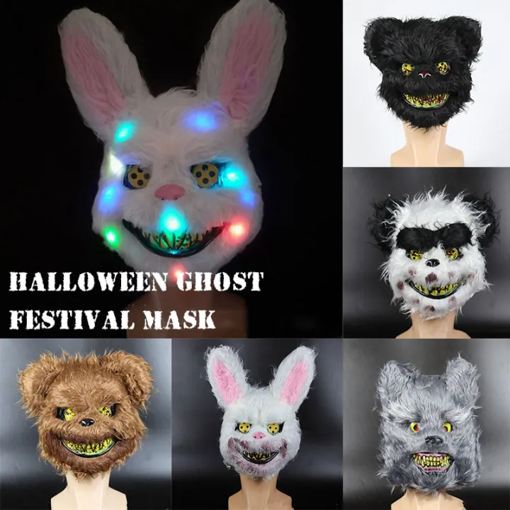 White Bunny Rabbit Bloody Mask Creepy Scary for Halloween Party ...