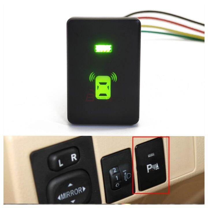 Green Light Car Radar Parking Sensor Button Switch with Connecting Wire ...