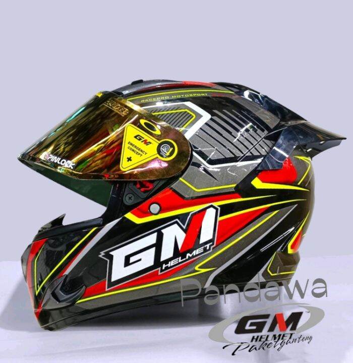 Helm GM Race Pro Pull Face Tuner Black Red Glosy Paket Ganteng | Lazada ...