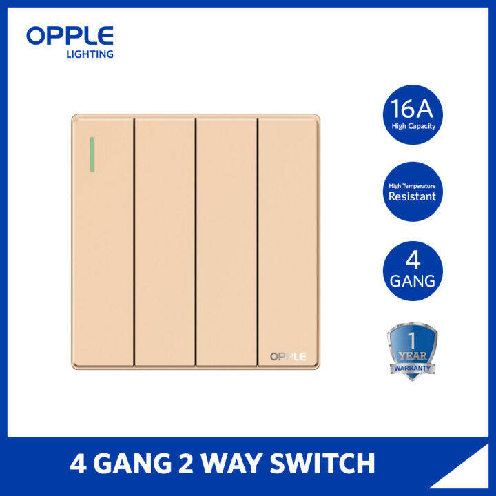 OPPLE Safety Socket Wall Switch 2 Way 1 2 3 4 Gang Push On/Off ...