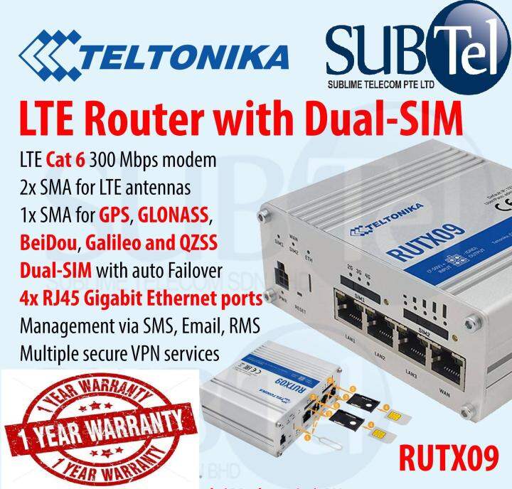 Teltonika RUTX09 LTE Cat6 Router with Dual SIM Singapore | Lazada Singapore