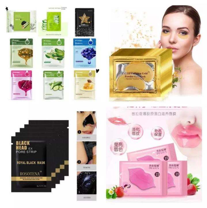 Skincare Starter Pack Bundle (Facial Mask/Eye Mask/Lipmask/Blackheads ...