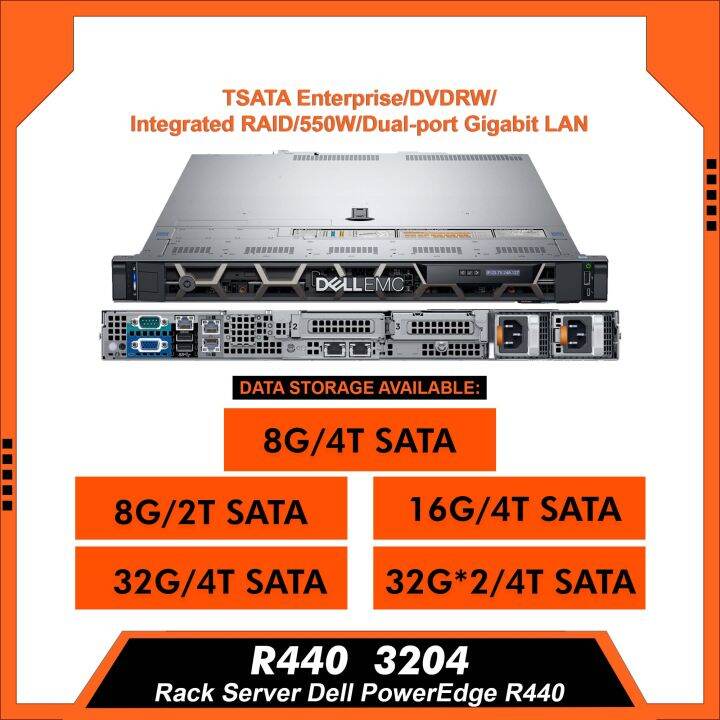 Rack Server Dell PowerEdge R440 3204/DVDRW/Integrated RAID/550W/Dual ...