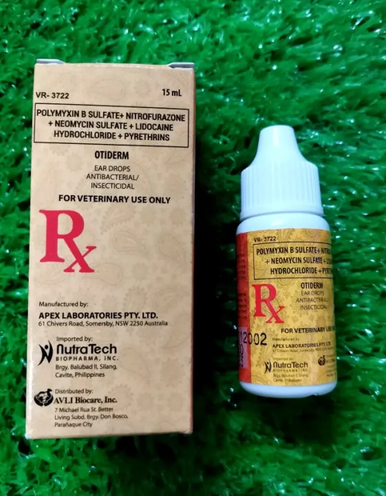 Otiderm Ear Drops for Dogs and Cats (Antibacterial / Insecticidial ...