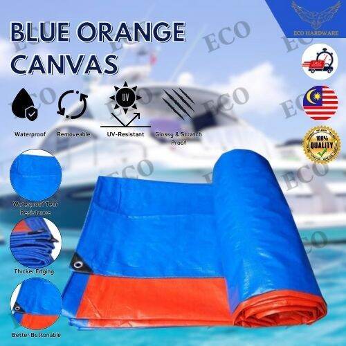 【Happyhome66】 Quality Waterproof Blue Orange Canvas/Ground Sheet ...
