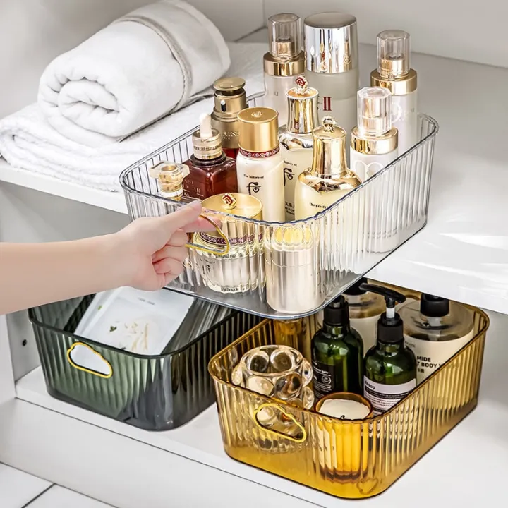 Light Luxury PET Transparent Desktop Boxes Multi-Function Box Sundry ...