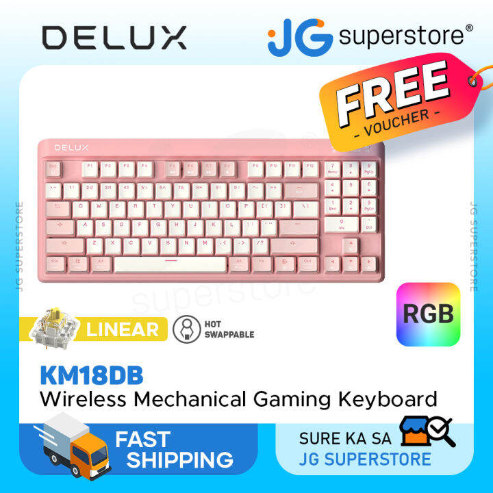 Delux KM18DB Wireless Bluetooth Mechanical Gaming Keyboard RGB Backlit ...