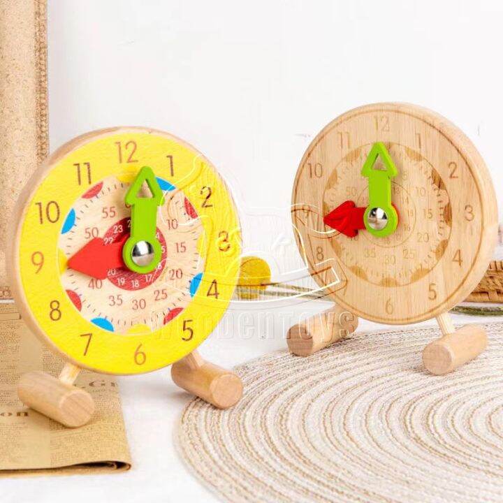 Wooden Mini Clock Toy Cognitive Kindergarten Educational Wooden ...